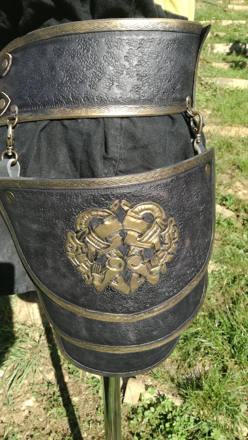 Leather Wolf Armor - Pauldron + Bandolier + Belt + Bracers + Greaves ...