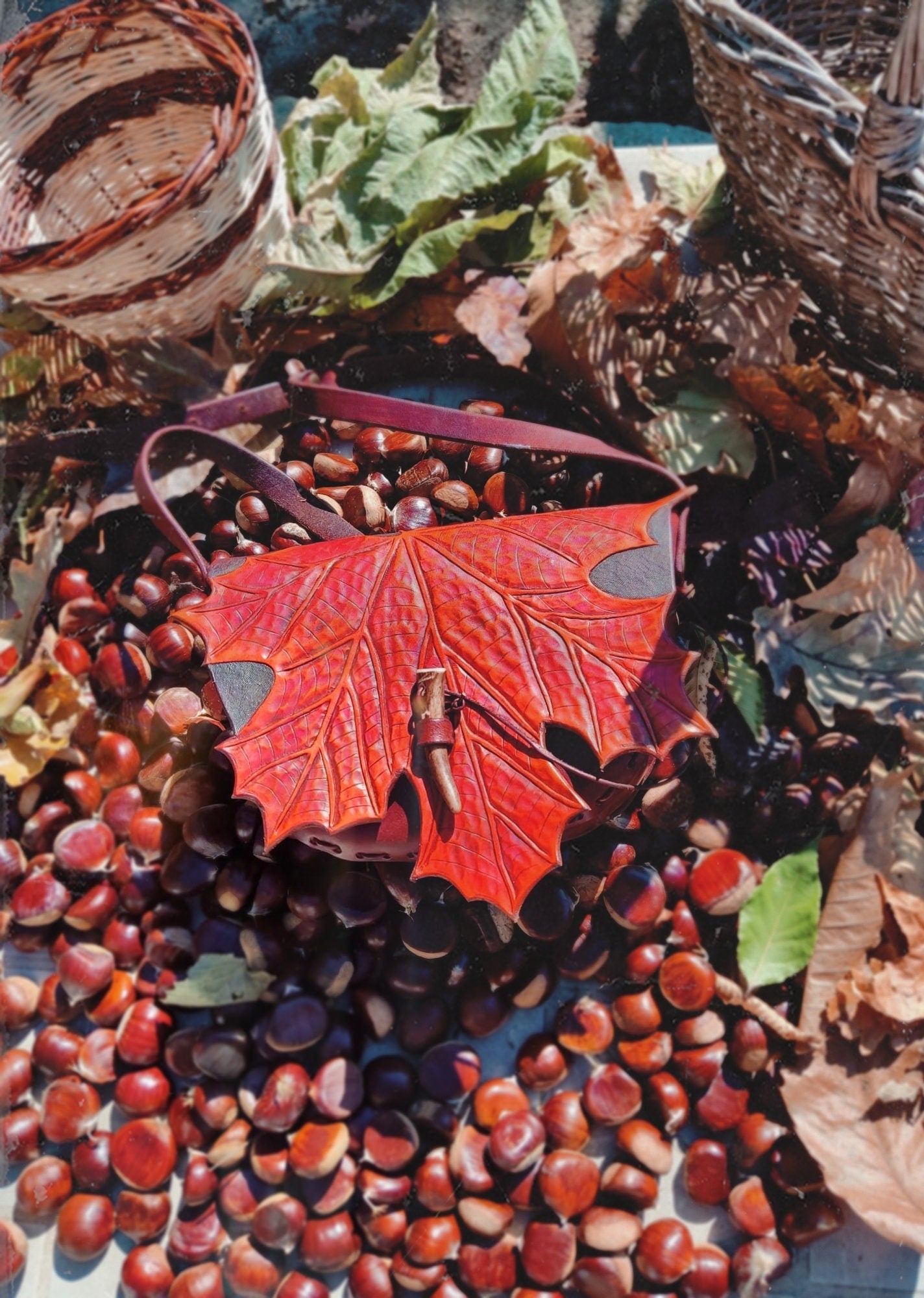 🍁 Maple leaf Bag - Handmade Leather Belt / Shoulder purse – MorgothLab